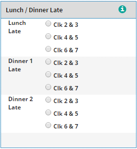 Lunch / Dinner Late